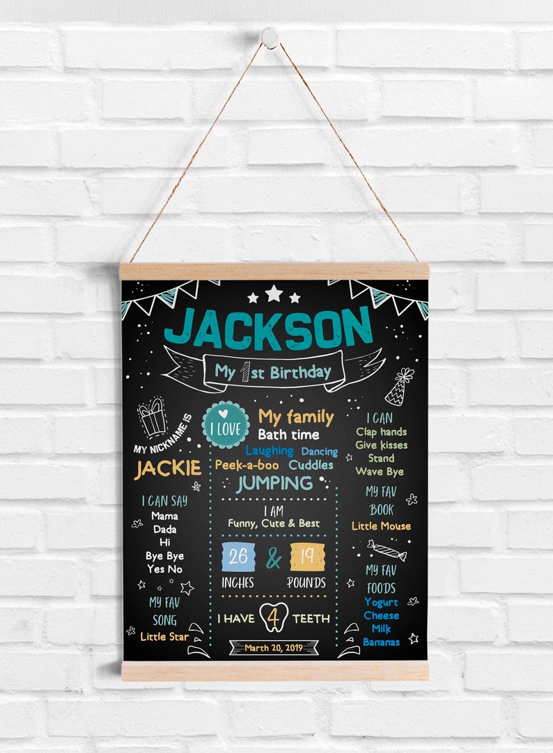 First Birthday Chalkboard Sign 1st Boy Birthday Board | Etsy