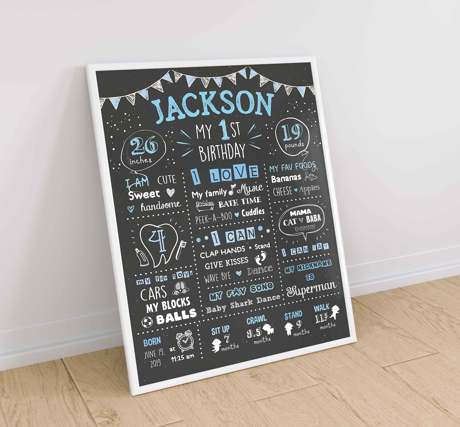 1st Birthday Boy Poster First Birthday Chalkboard Sign Party - Etsy