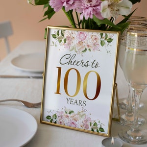 Happy 100th Birthday Signs, Party Decorations for Women, Cheers to 100 ...