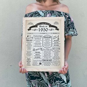 Back in 1950 Fun Facts Newspaper, Vintage Birthday Poster, Born in 1950 ...