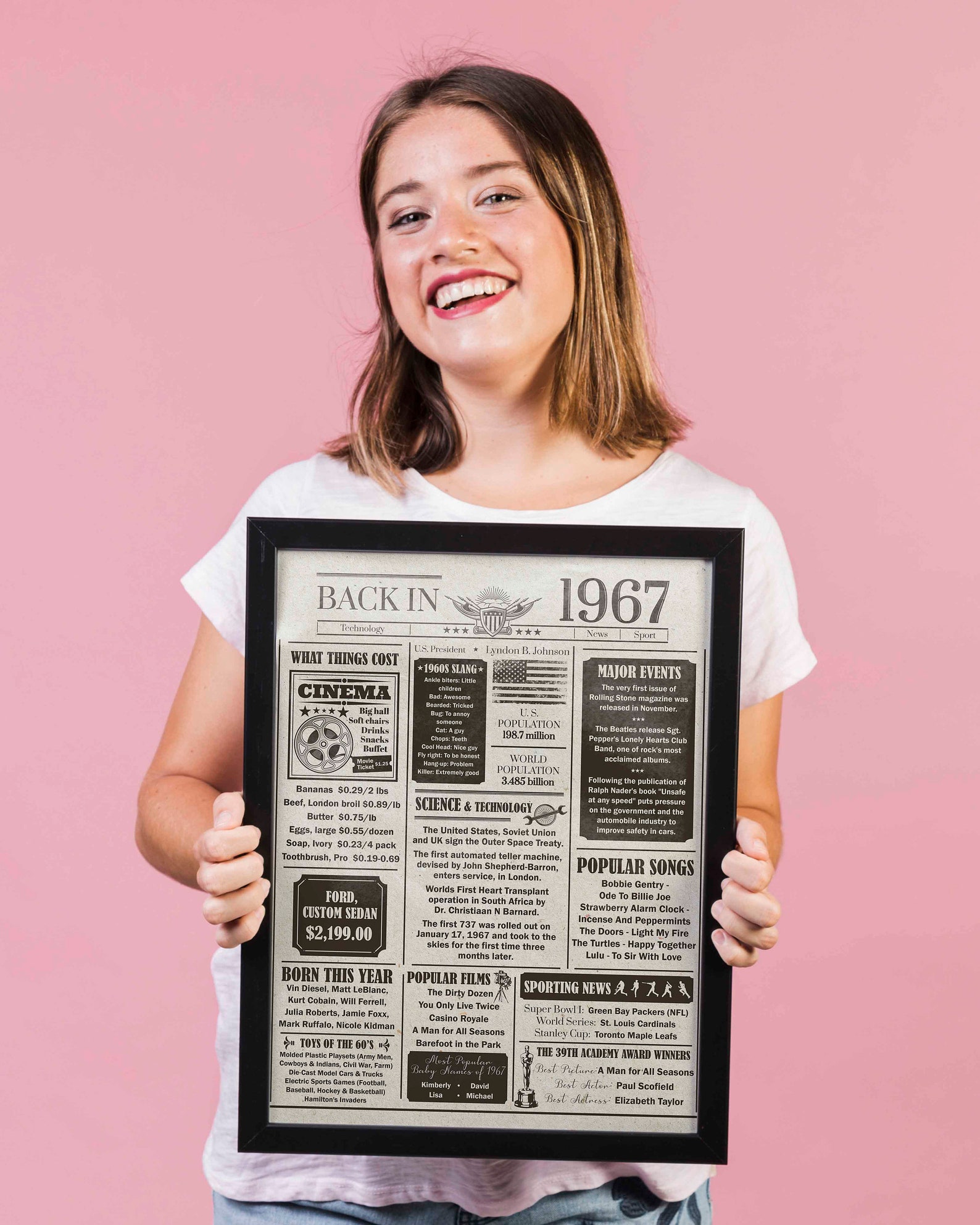 Back in 1967 Fun Facts Poster, Birthday Party Decorations, Birth ...
