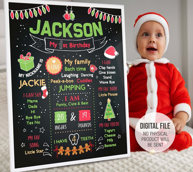 1st Birthday Boy / Girl Christmas Theme Party Decoration, First ...