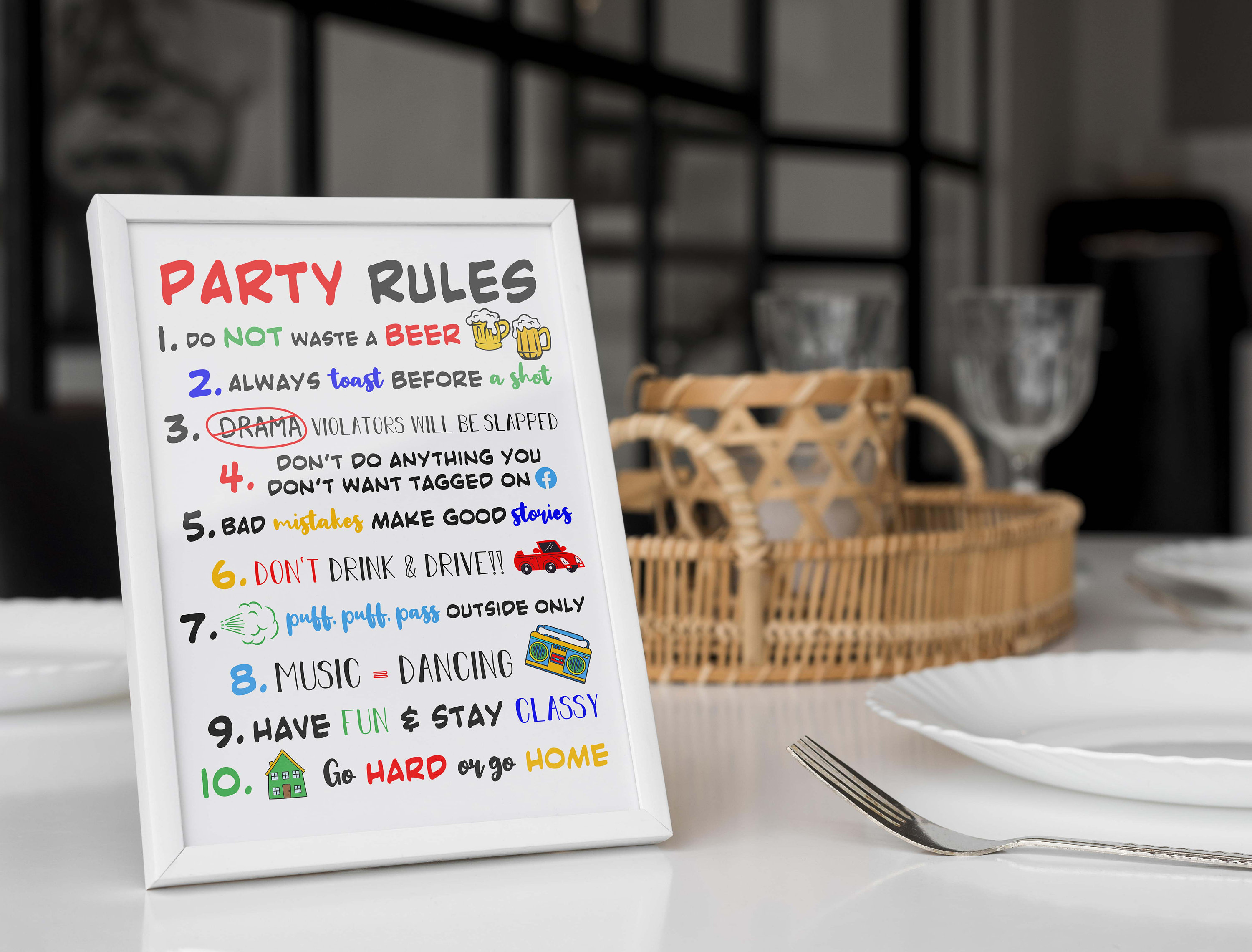 Cartel imprimible de reglas divertidas de la fiesta - Etsy México