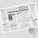 Class of 2024 Fun Facts Sign, the Year 2024 Newspaper, Back in 2024 in ...