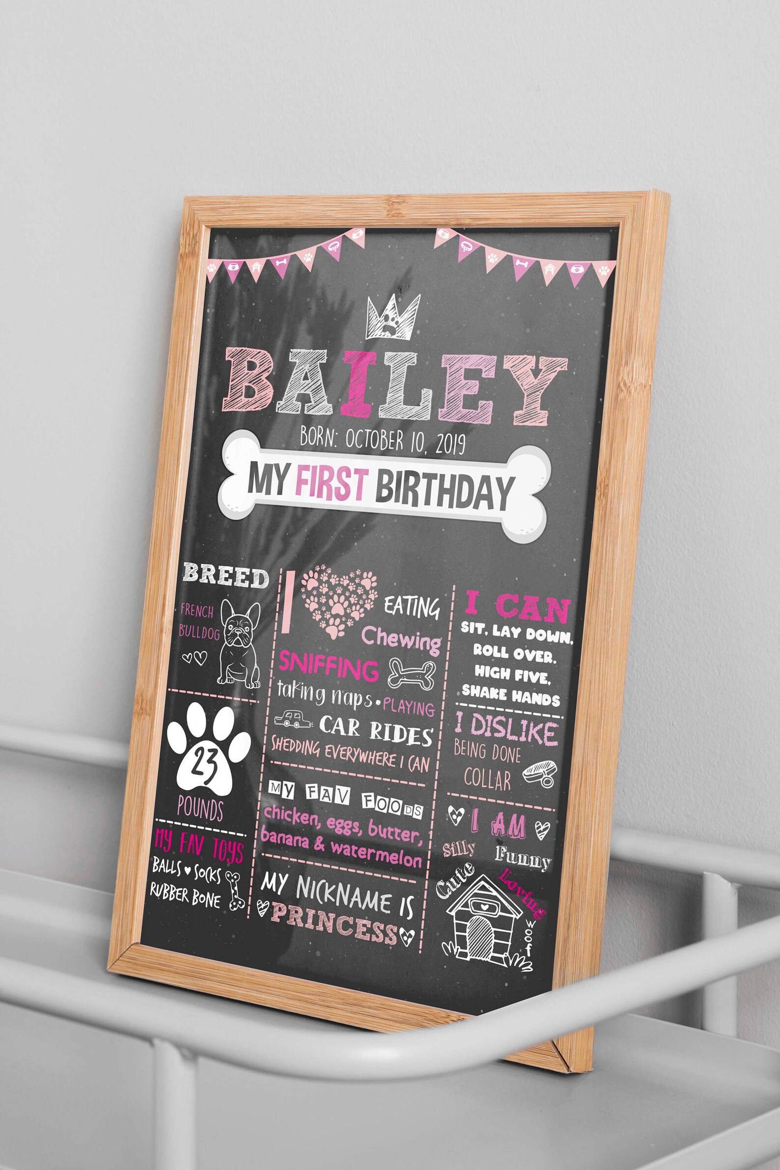 Pet 1st Birthday Chalkboard Dog Birthday Chalkboard Sign Dog | Etsy