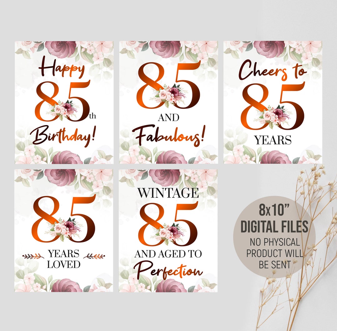 Printable 85th Milestone Birthday Decorations 85 Birthday - Etsy