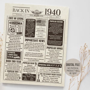 1940 Fun Facts - Etsy