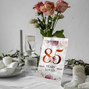 Printable 85th Milestone Birthday Decorations, 85 Birthday Party Signs ...