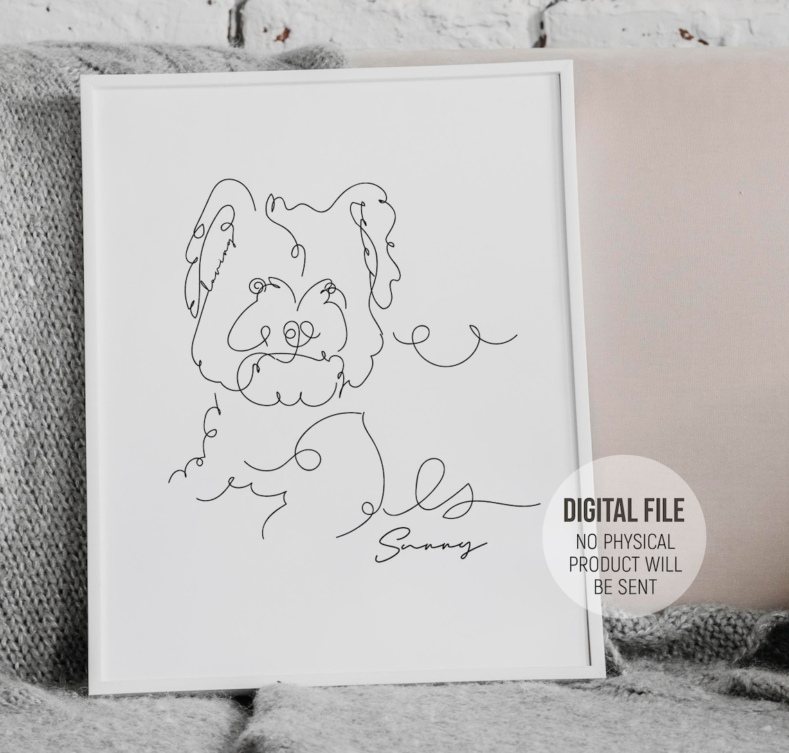 Line Pet Portrait Dog Portrait Custom From Photo Dog Lover - Etsy