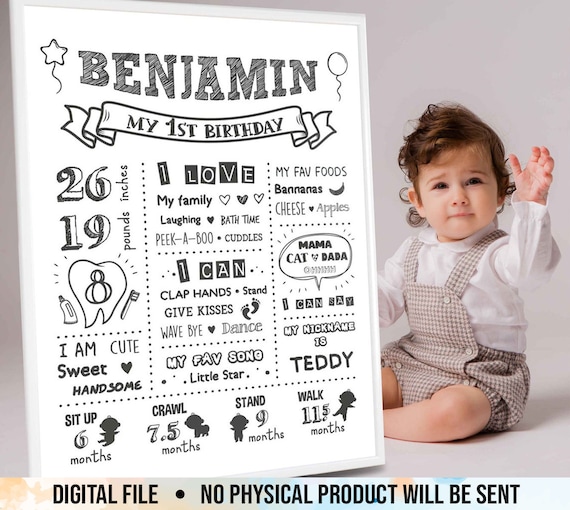 1st Birthday Poster Boy First Birthday Poster Boy One Year | Etsy