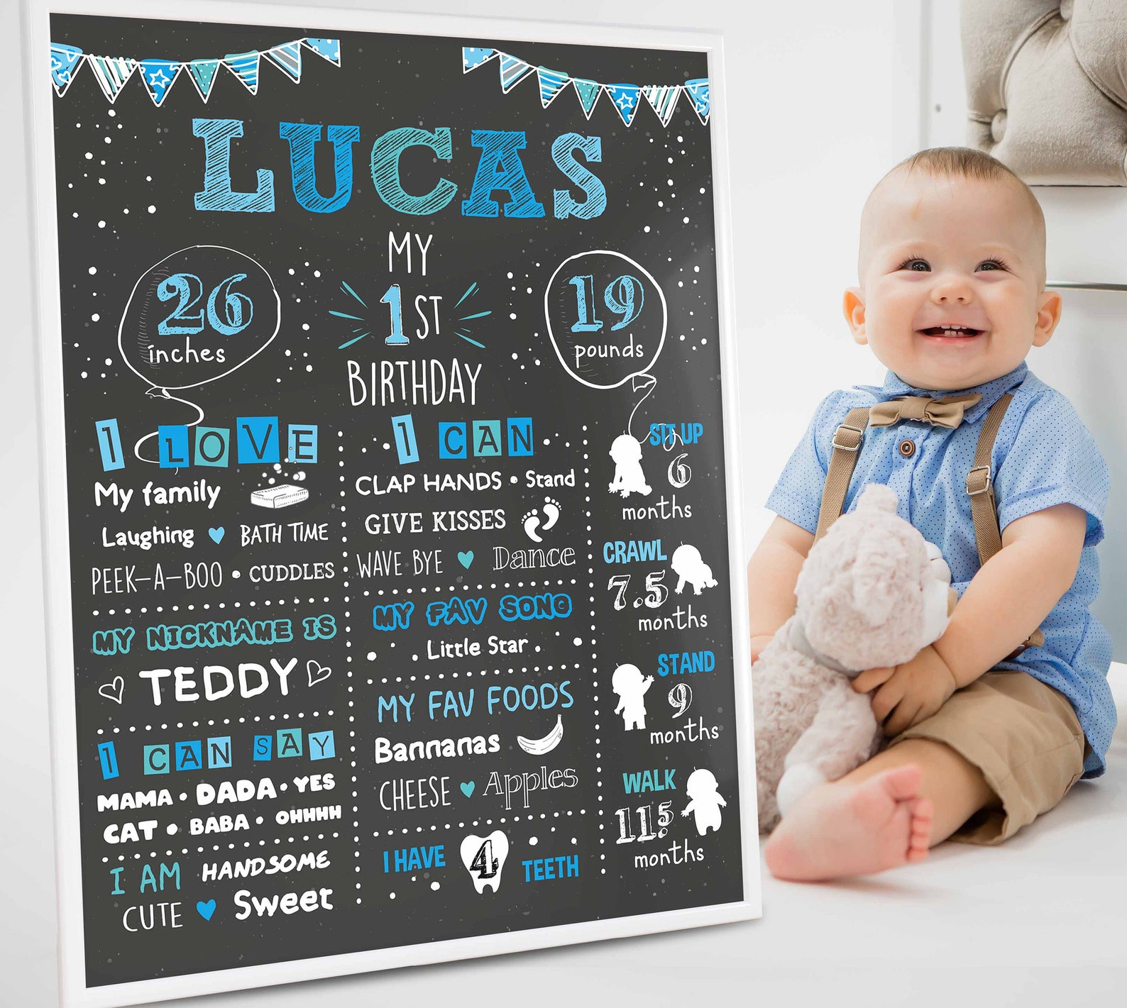 1st Birthday Chalkboard Sign First Birthday Chalkboard Boy - Etsy