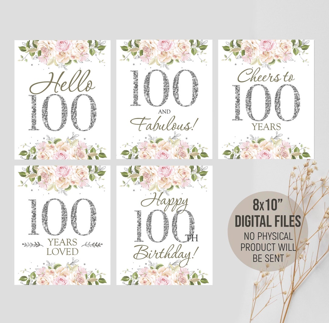 Cheers to 100 Years Loved Happy 100th Birthday Signs Party - Etsy