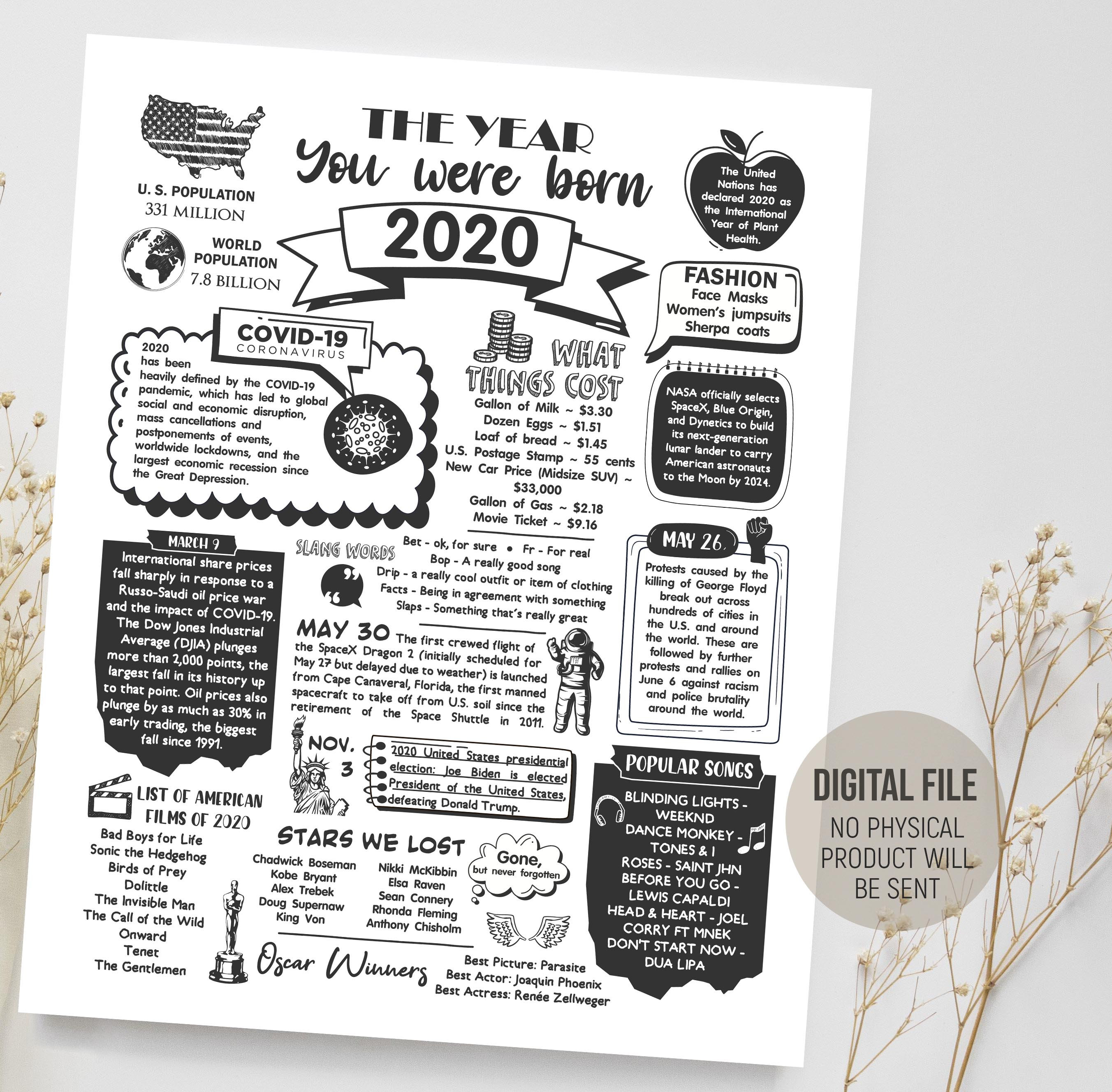 Time Capsule Sign 2020 Year You Were Born Ideas for Baby - Etsy