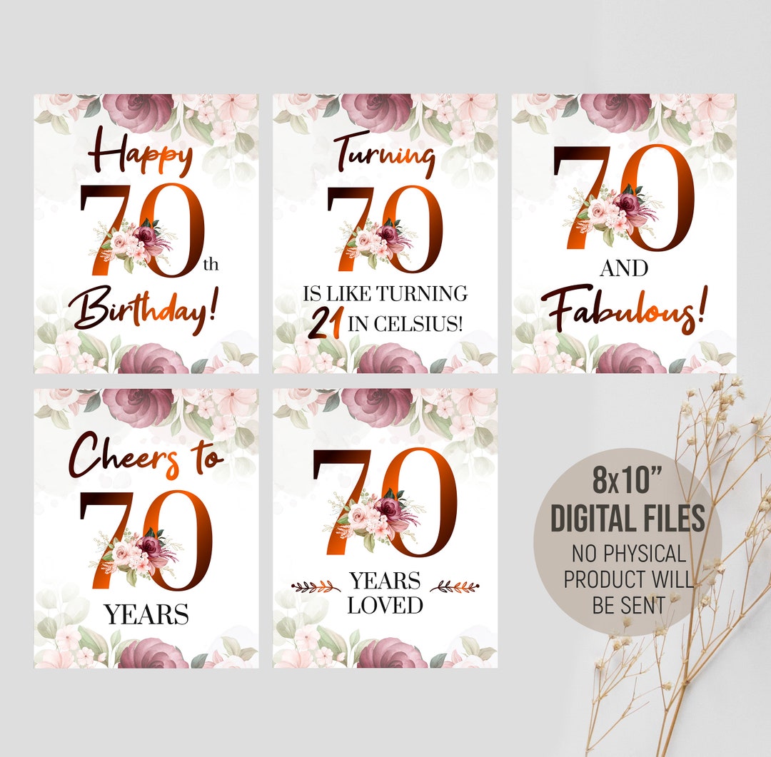 Printable 70th Milestone Birthday Decorations, 70 Birthday Party Signs ...