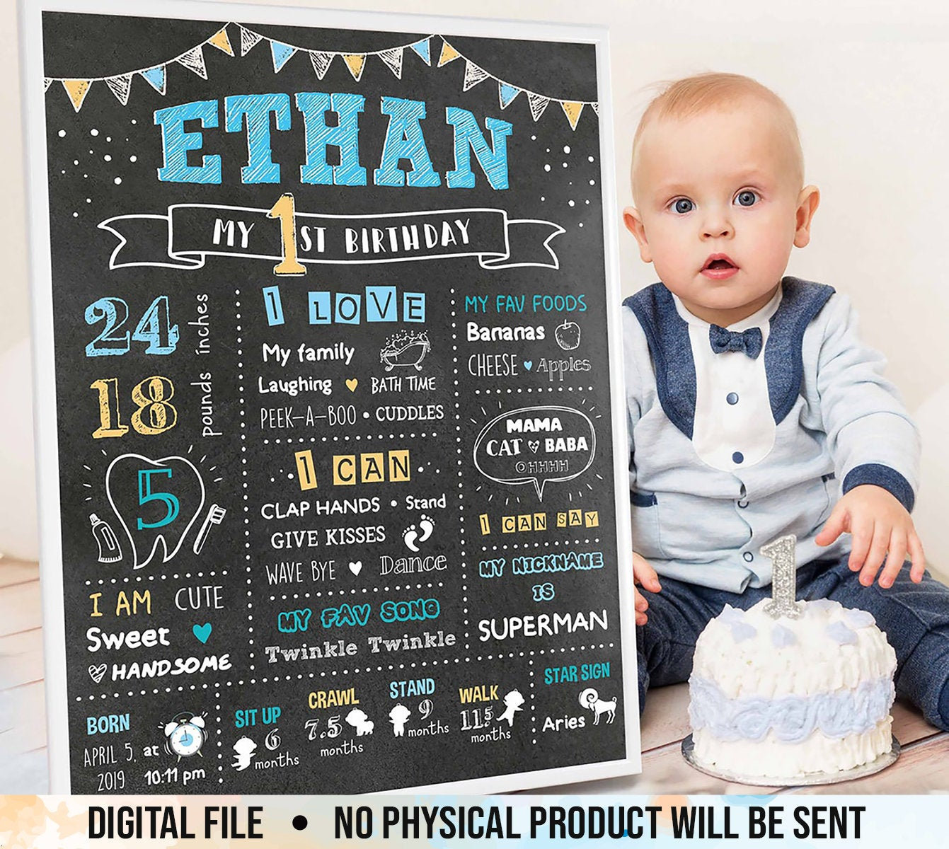 First Birthday Chalkboard 1st Birthday Chalkboard Sign First | Etsy