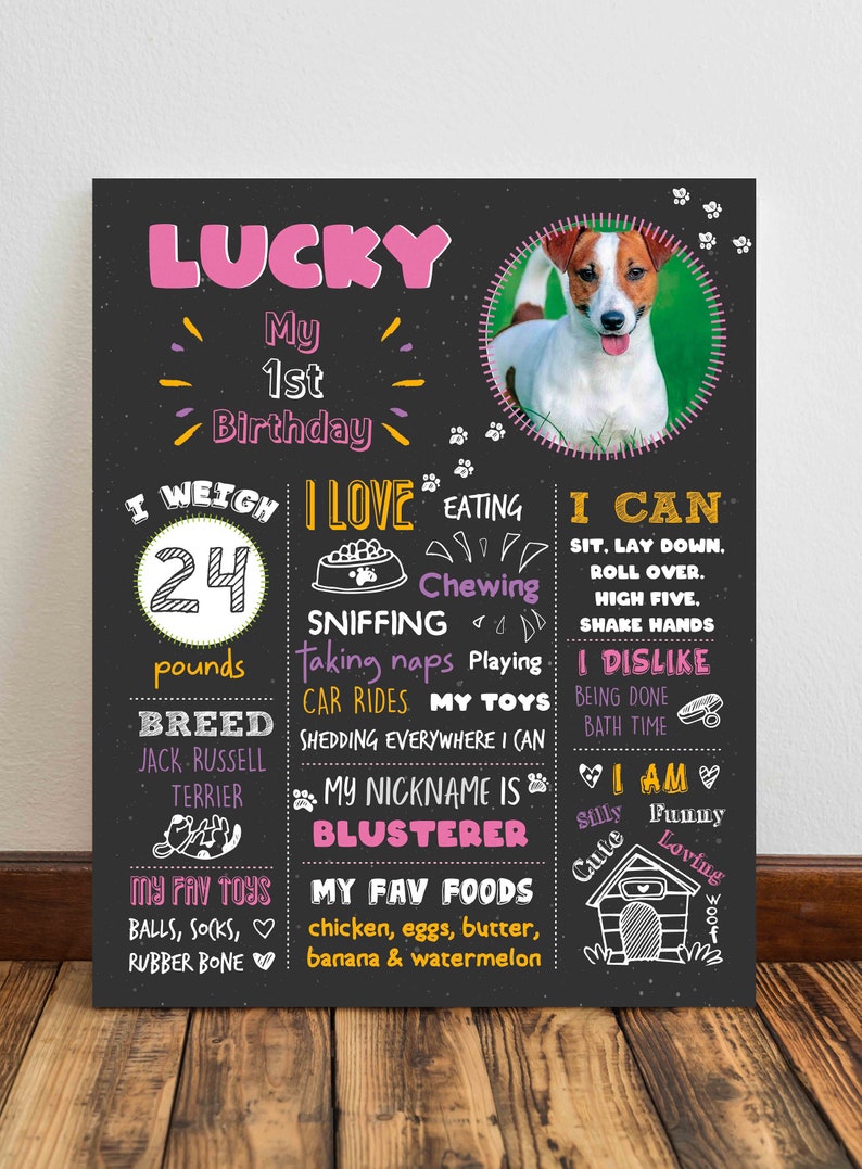 Dog Birthday Chalkboard Sign Puppy 1st Birthday Board Pet - Etsy