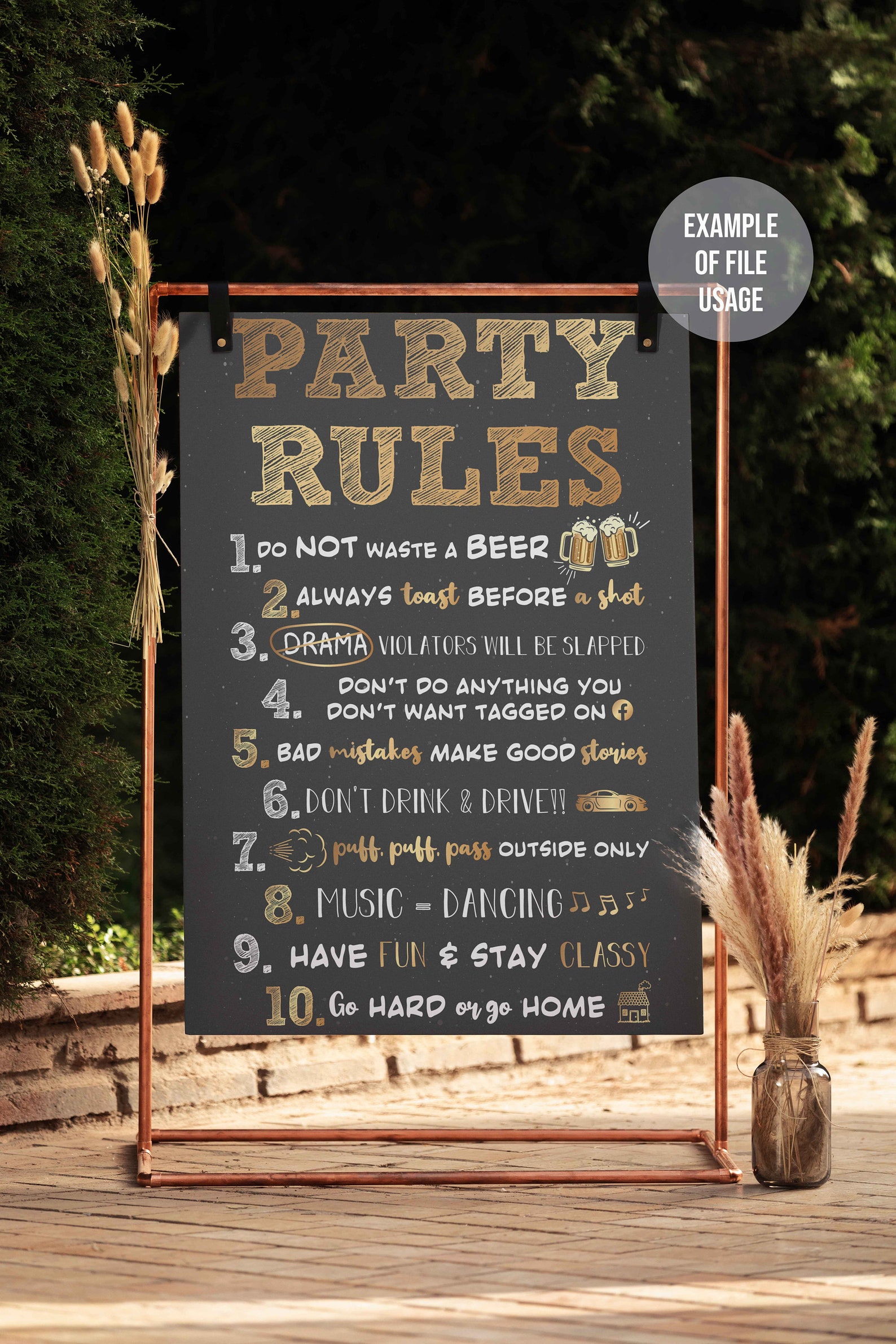 Printable Birthday Decorations, Cheers and Beers Party Rules Poster ...