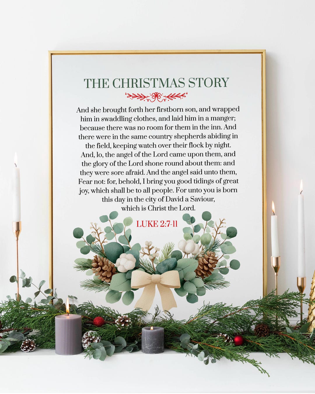 Nativity Bible Verse Christmas Story Poster, Printable Digital Download ...