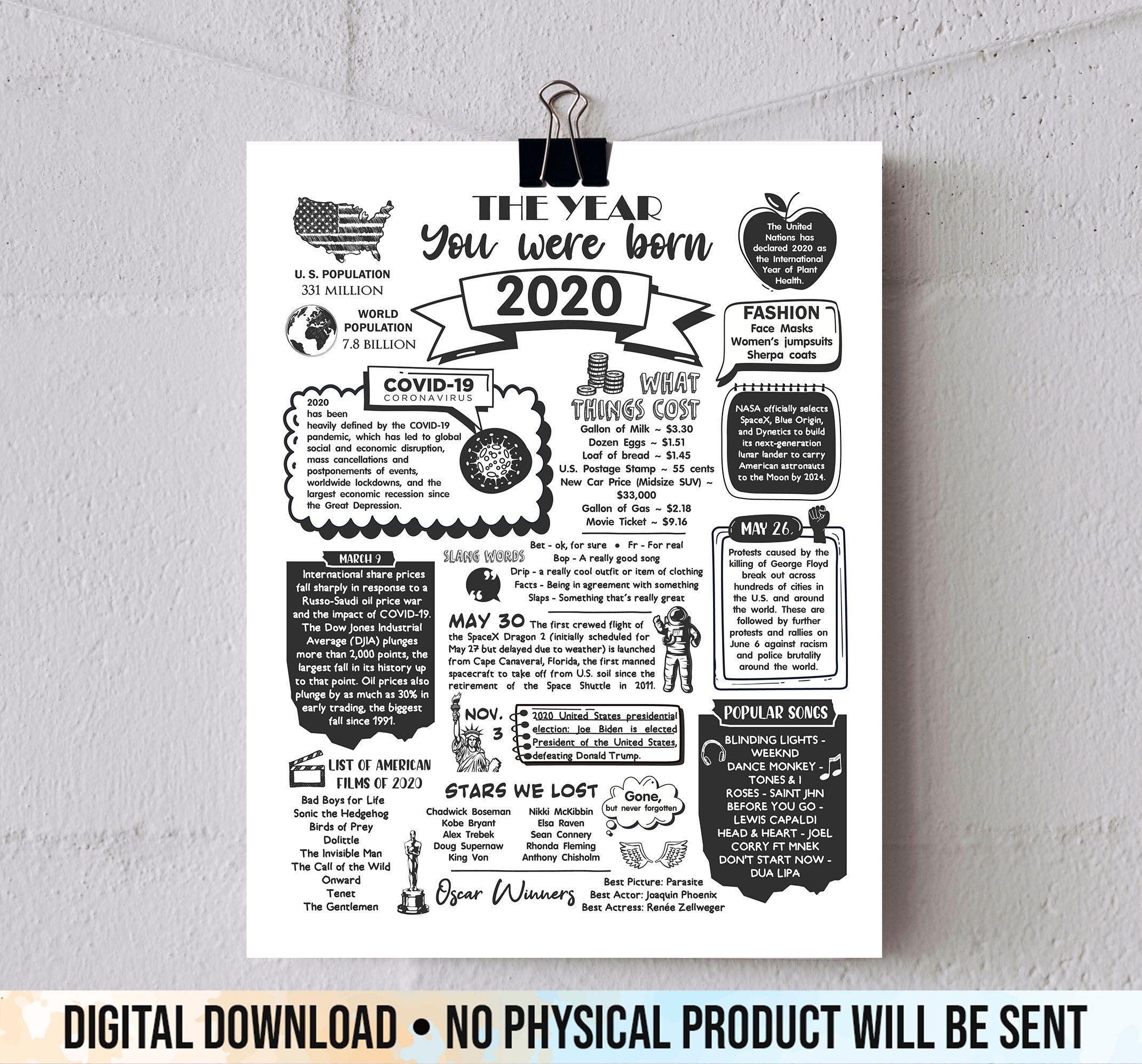 Time Capsule Sign 2020 Year You Were Born Ideas for Baby | Etsy