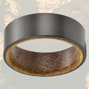 Gunmetal Whiskey Barrel Ring Mens Wedding Band Tungsten Ring - Etsy
