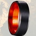 Orange & Black Tungsten Ring Mens Wedding Band, Promise Ring, Grooms ...