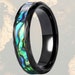 Abalone Ring Mens Wedding Band Hammered Ring 6mm Mens Ring - Etsy