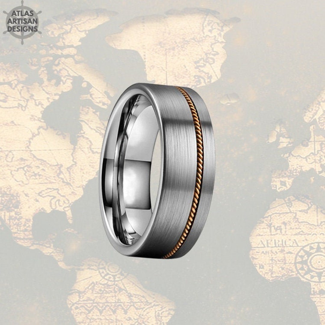 8mm Guitar String Ring Mens Wedding Band Tungsten Ring, Guitar Ring ...
