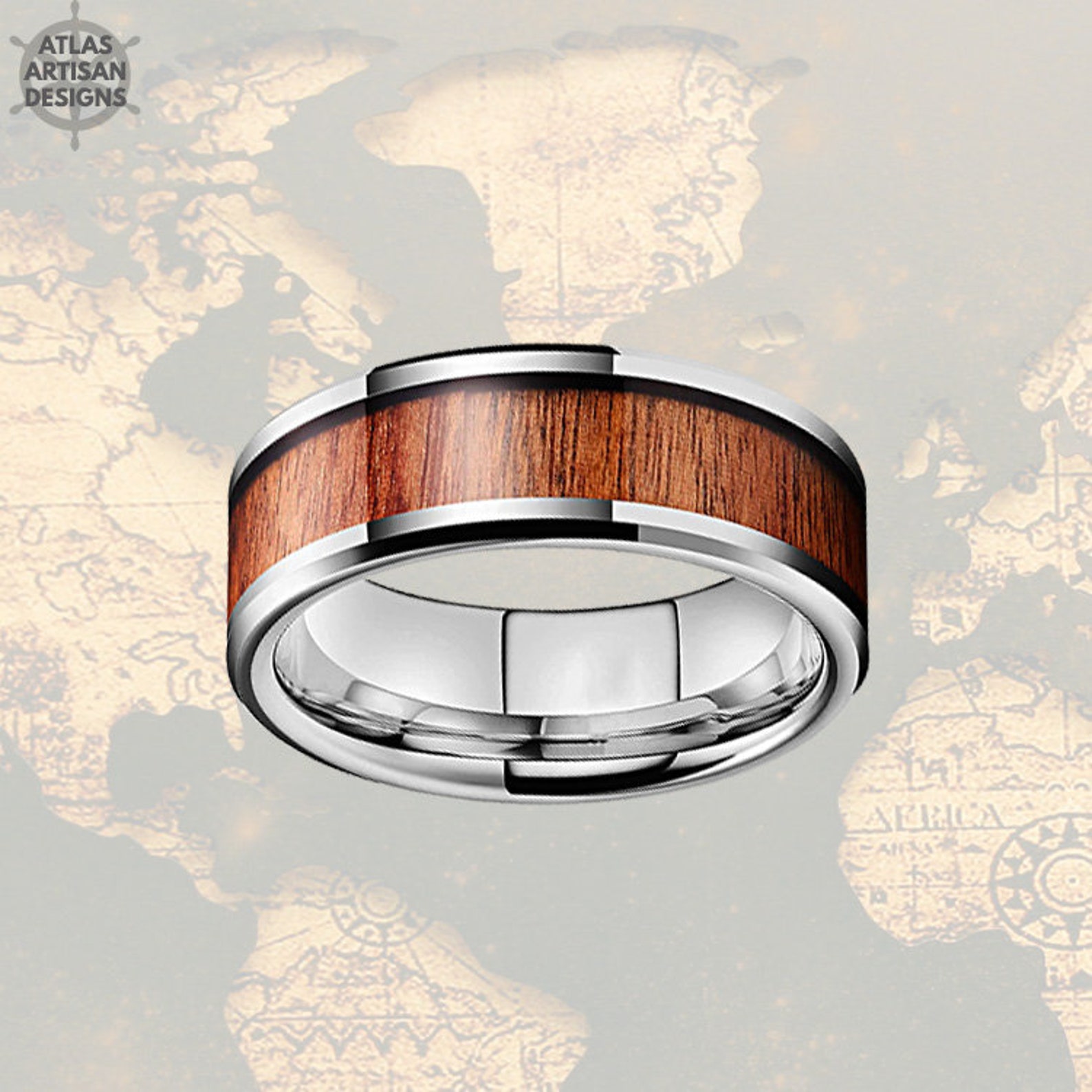 Hawaiian Koa Wood Ring Mens Wedding Band Tungsten Ring Wood - Etsy