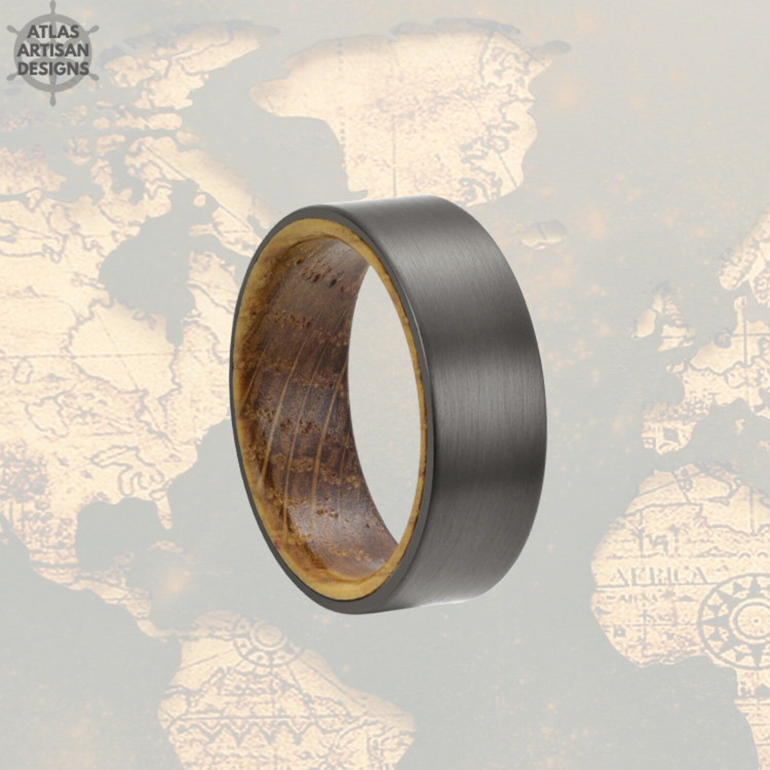 Gunmetal Whiskey Barrel Ring Mens Wedding Band Tungsten Ring - Etsy