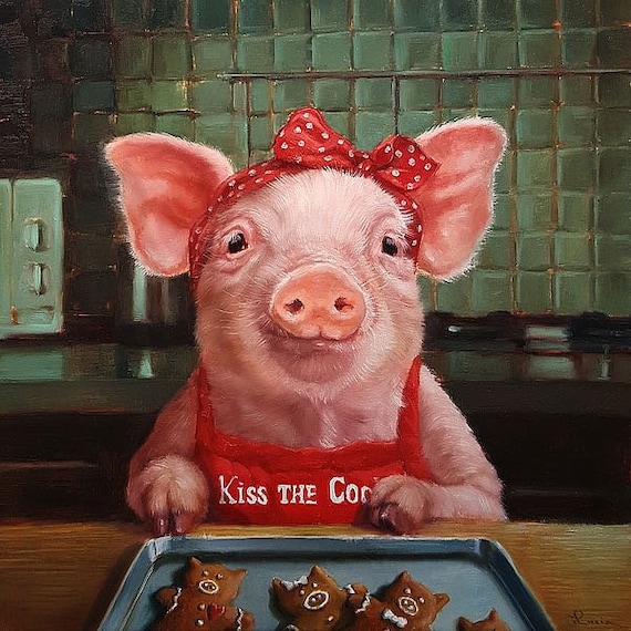 Gingerbread Pigs Art Print - Etsy