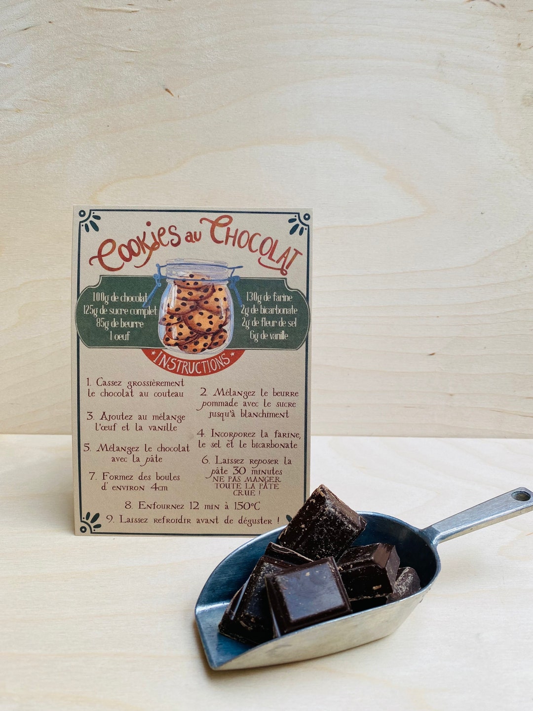 Illustrated Cookie Recipe Postcard - A Gourmet Pleasure to Share - Etsy