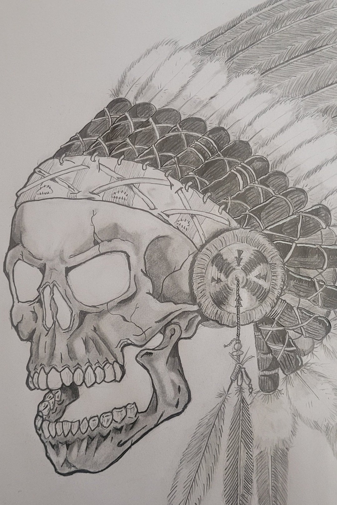 Hand Drawn Native Indian Skull - Etsy