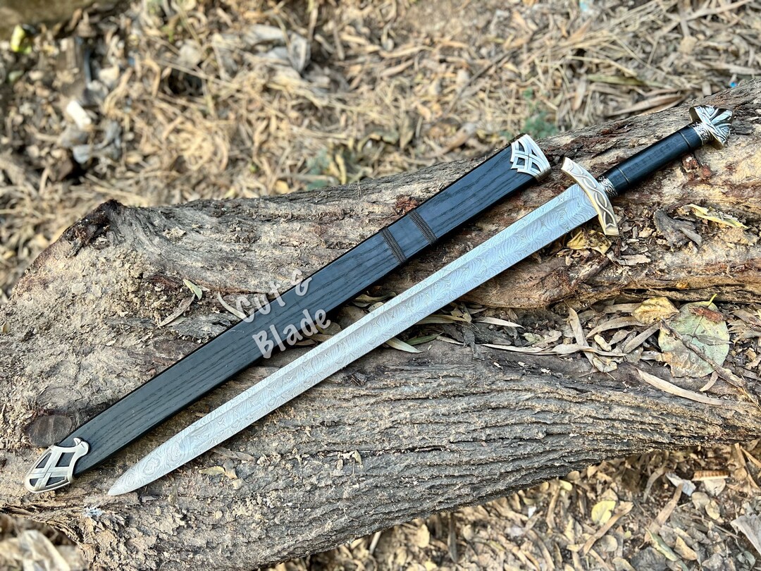 Hand Forged Damascus Steel Viking Sword Sharp / Battle Ready Medieval ...