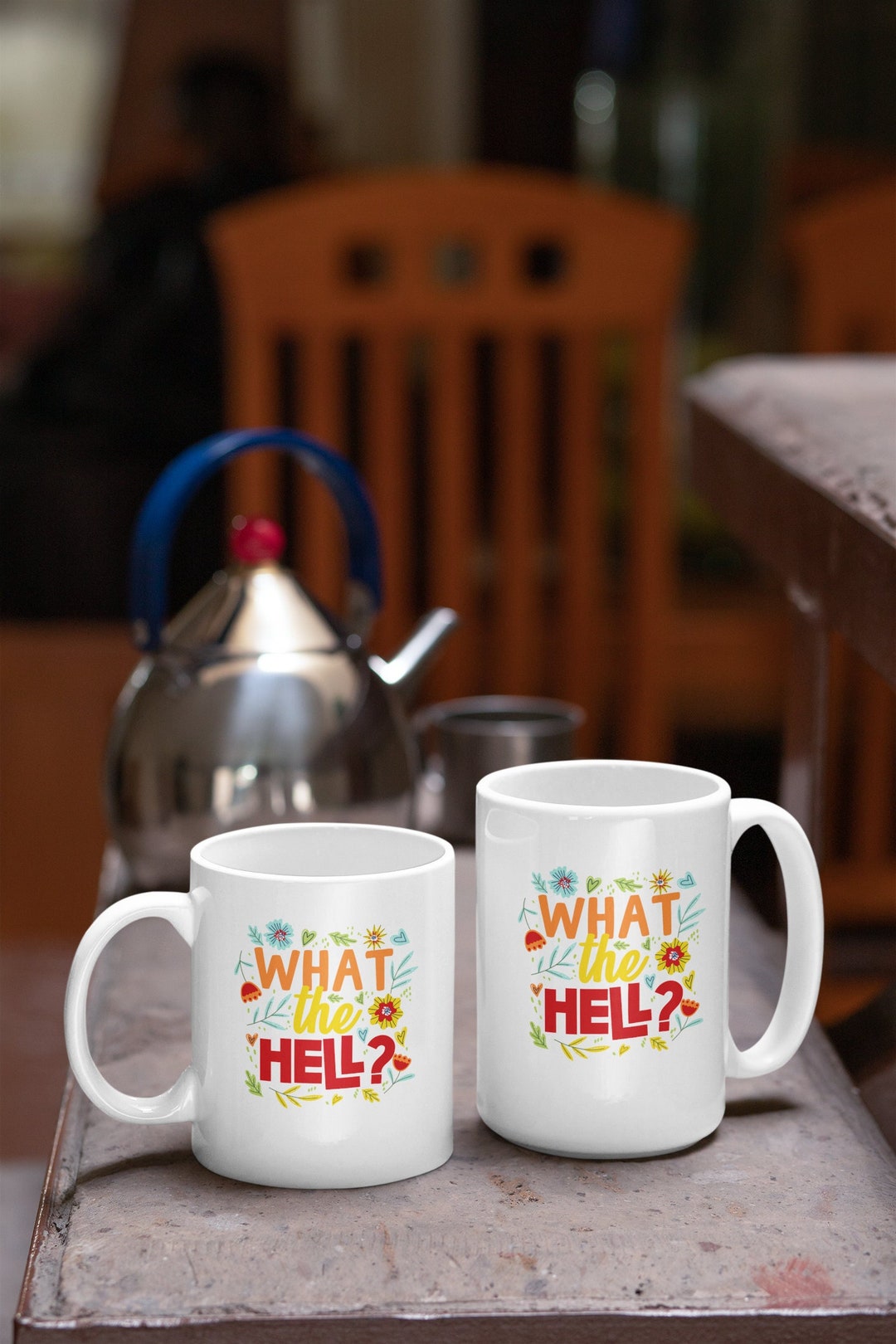 Funny 'what the Hell?' Coffee Mug: Colorful Floral Design - Etsy