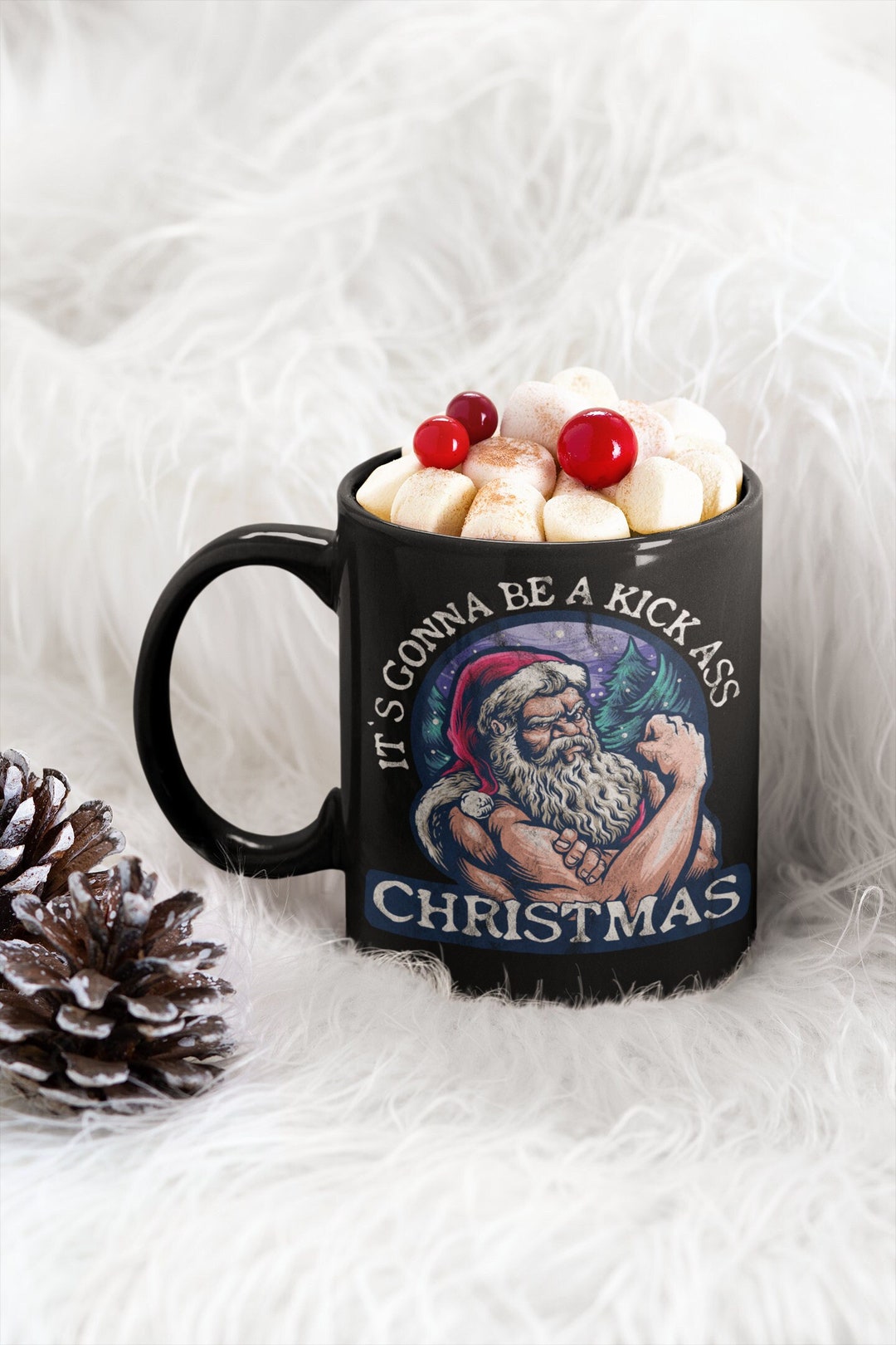 Santa Claus It's Gonna Be A Kick Ass Christmas Holiday Mug. Bodybuilder ...