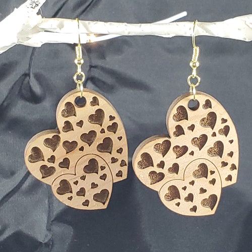 Heart Earrings Digital Files EPS SVG Glowforge Laser - Etsy