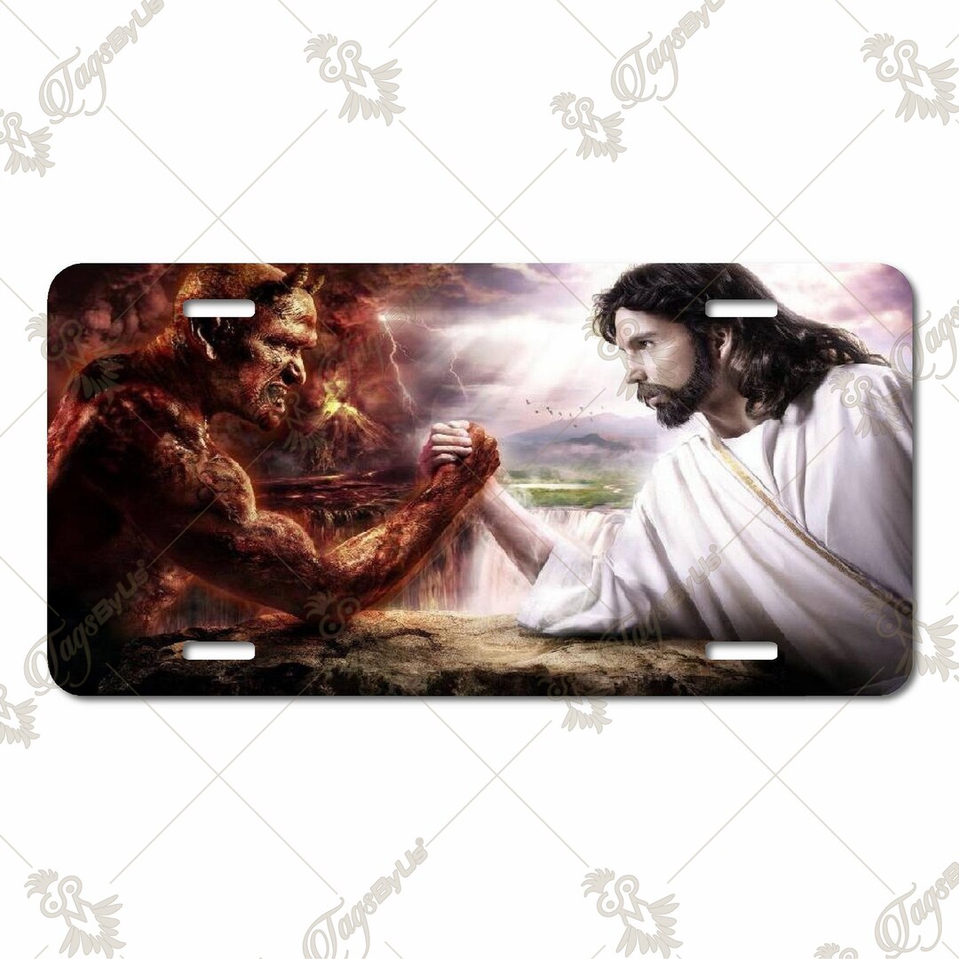 Jesus and Devil License Plate With Optional Matching Key Chain - Etsy