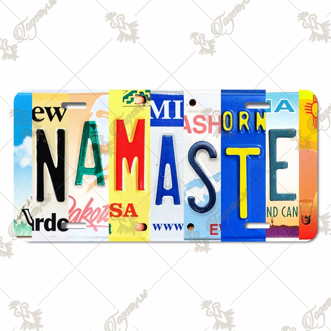Namaste Letter Art License Plate With Optional Matching Key Chain - Etsy