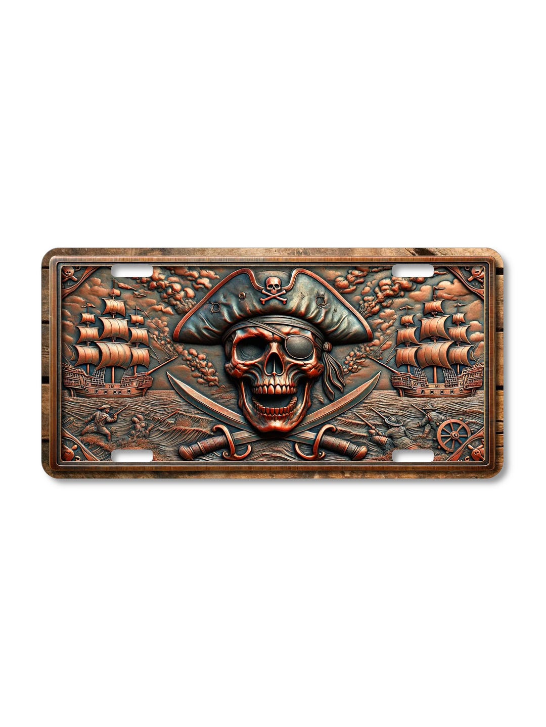 Pirate Skull & Swords Aluminum License Plate: Nautical Art Design - Etsy