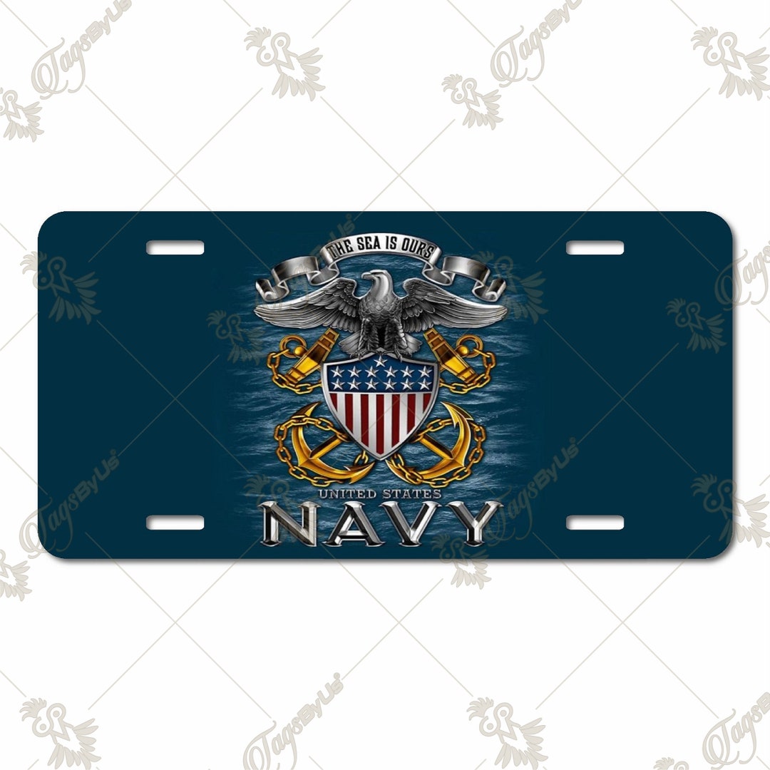 Navy Design License Plate - Etsy