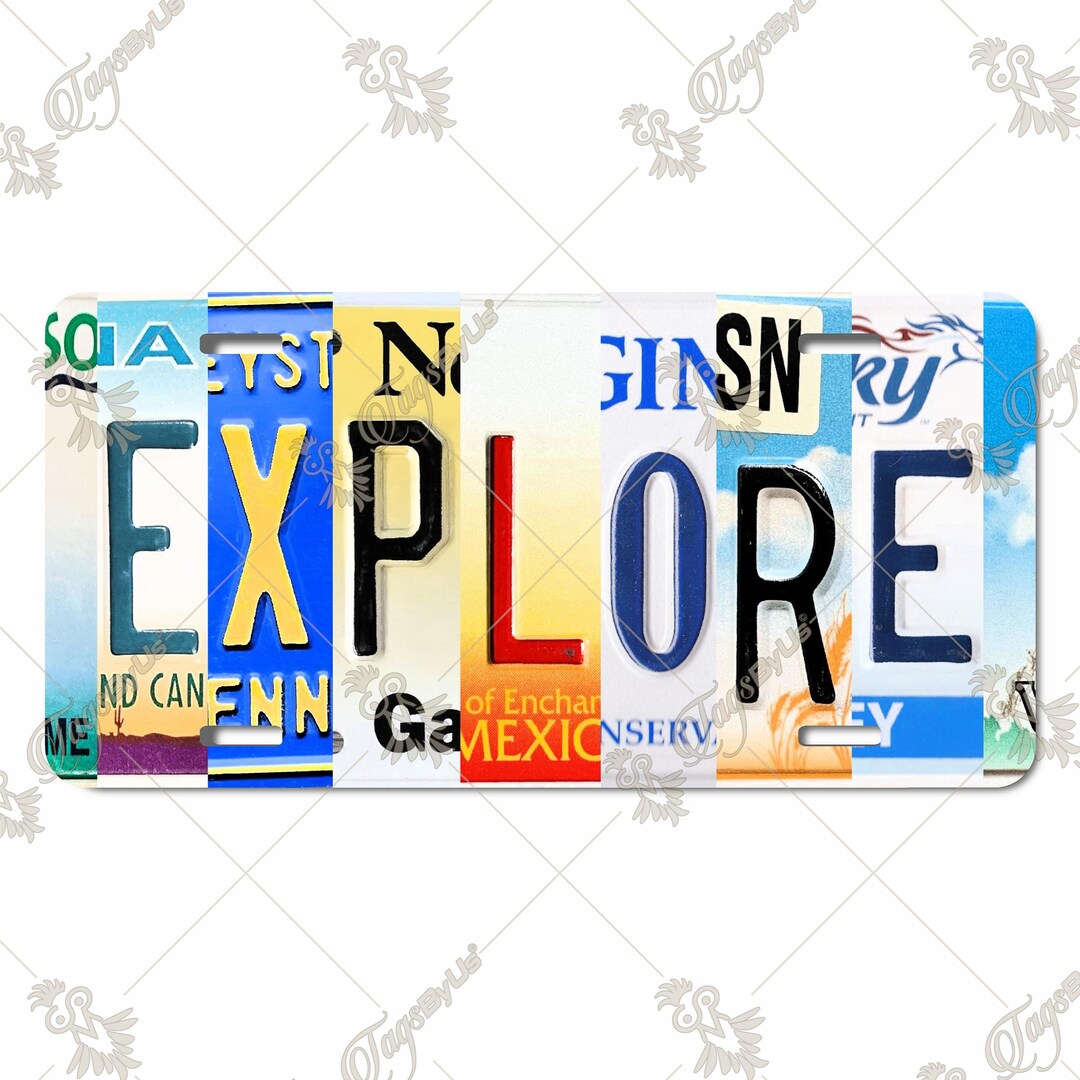 Explore License Plate – Travel Adventure Car Tag – Vintage Style ...