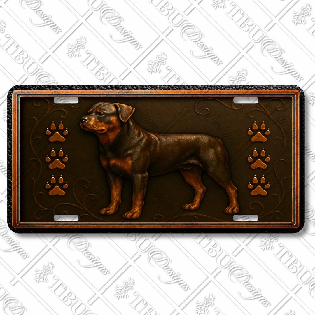 Rottweiler License Plate: Embossed-look Copper Dog Design - Etsy