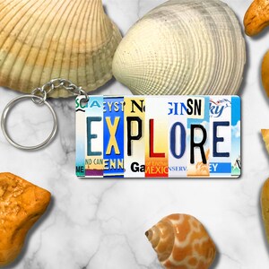 Explore Letter Art License Plate With Optional Matching Key Chain - Etsy
