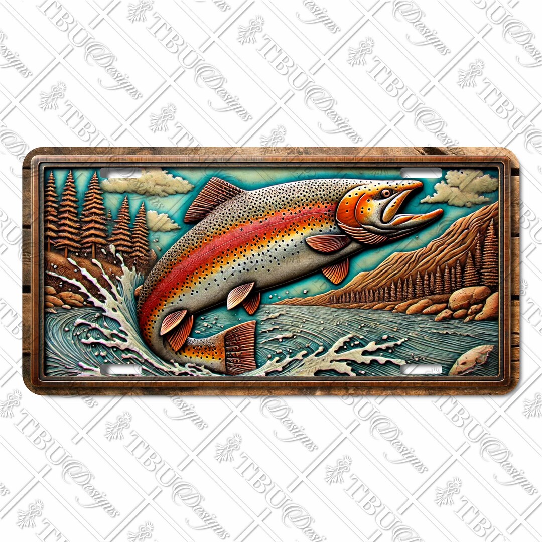 Rainbow Trout Aluminum License Plate: Fishing Art for Car, Truck, RV - Etsy