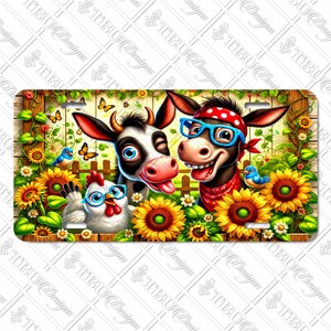 Fun Farm Animals Aluminum License Plate – Playful Cow, Donkey, and ...