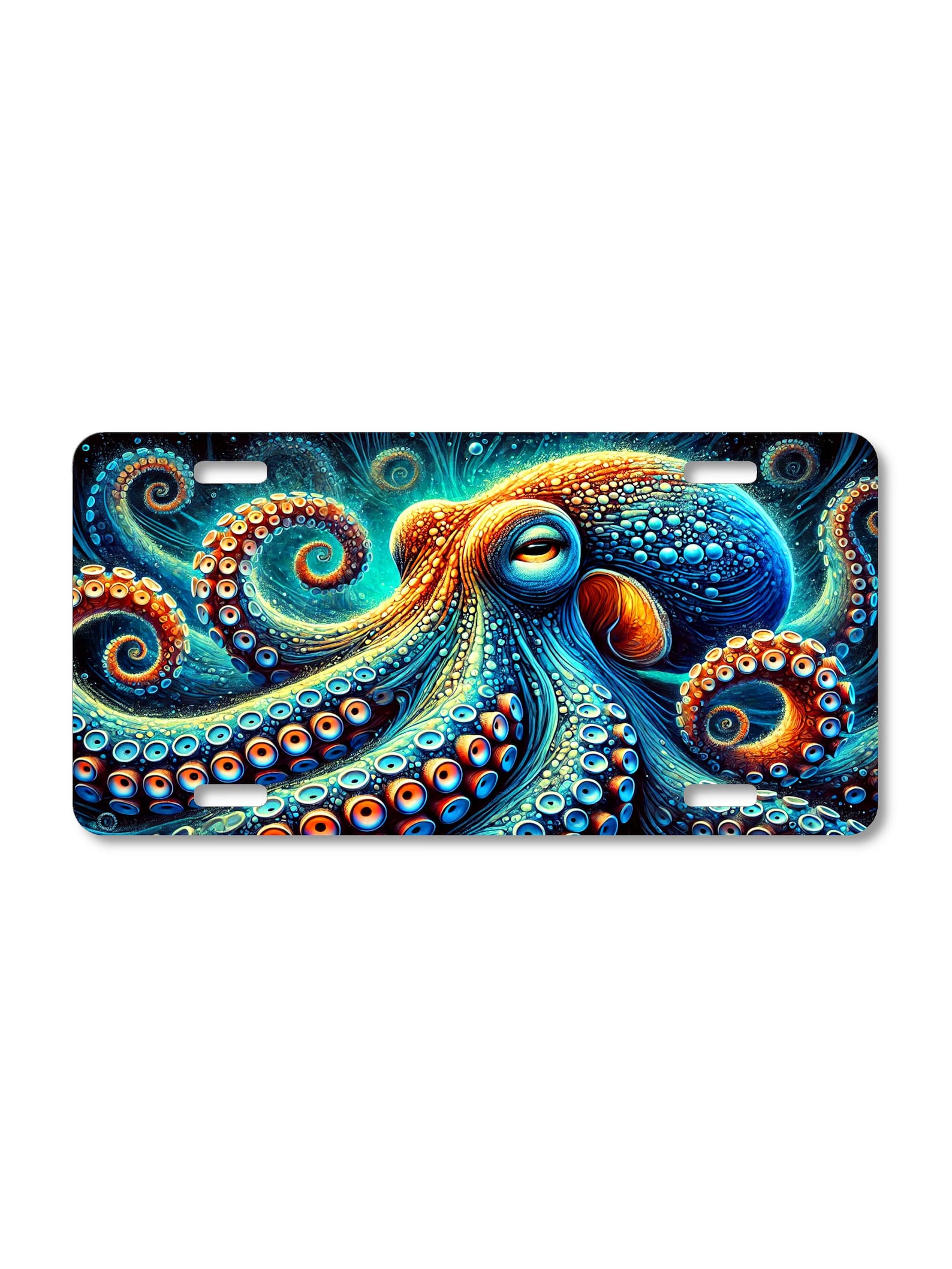 Vibrant Octopus Aluminum License Plate: Marine Life Car Decor - Etsy