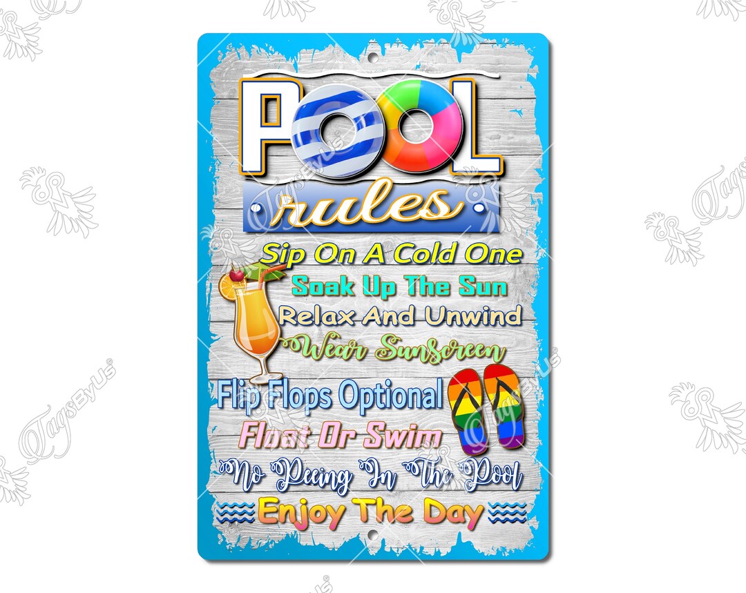 Pool Rules Metal Sign - Etsy