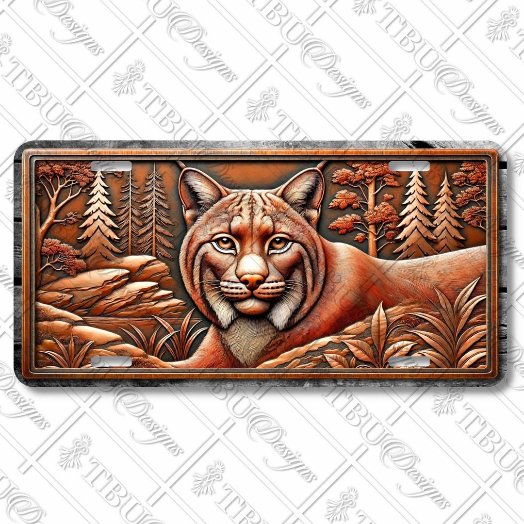 Bobcat License Plate: Rustic Copper-look Forest Metal Art - Etsy