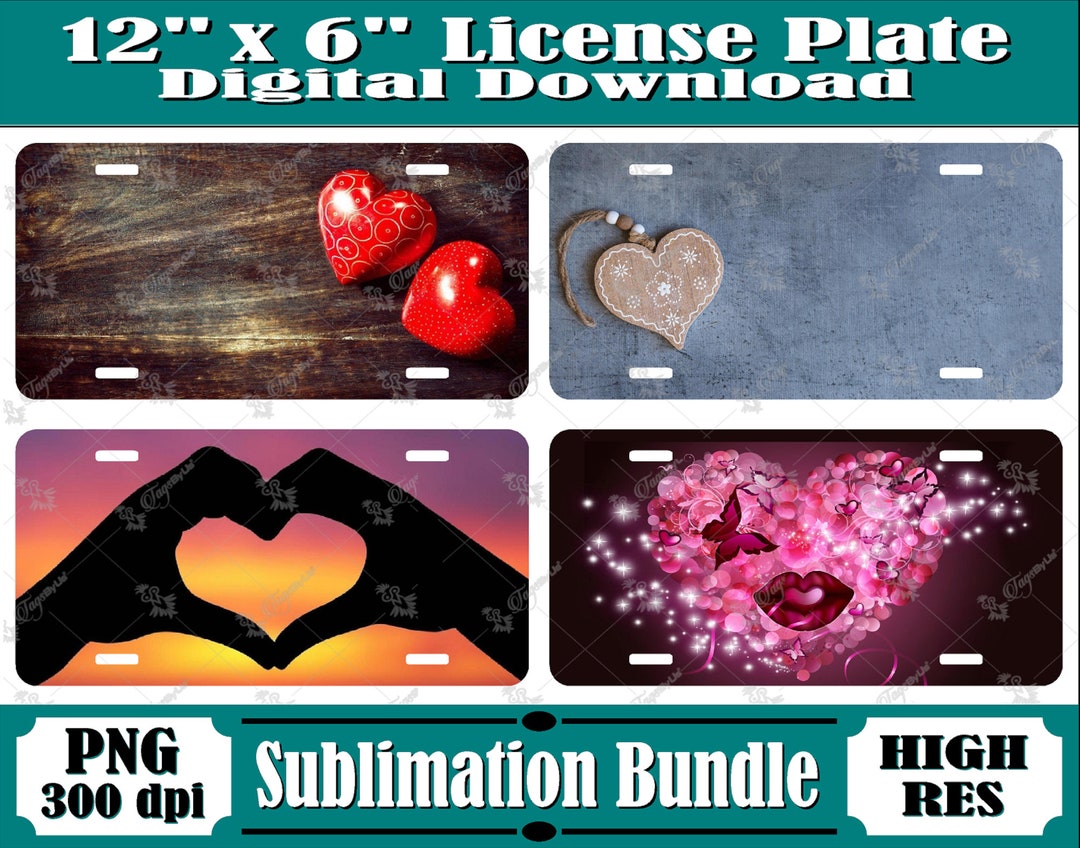 Heart License Plate Digital Download Designs Car Tag PNG - Etsy