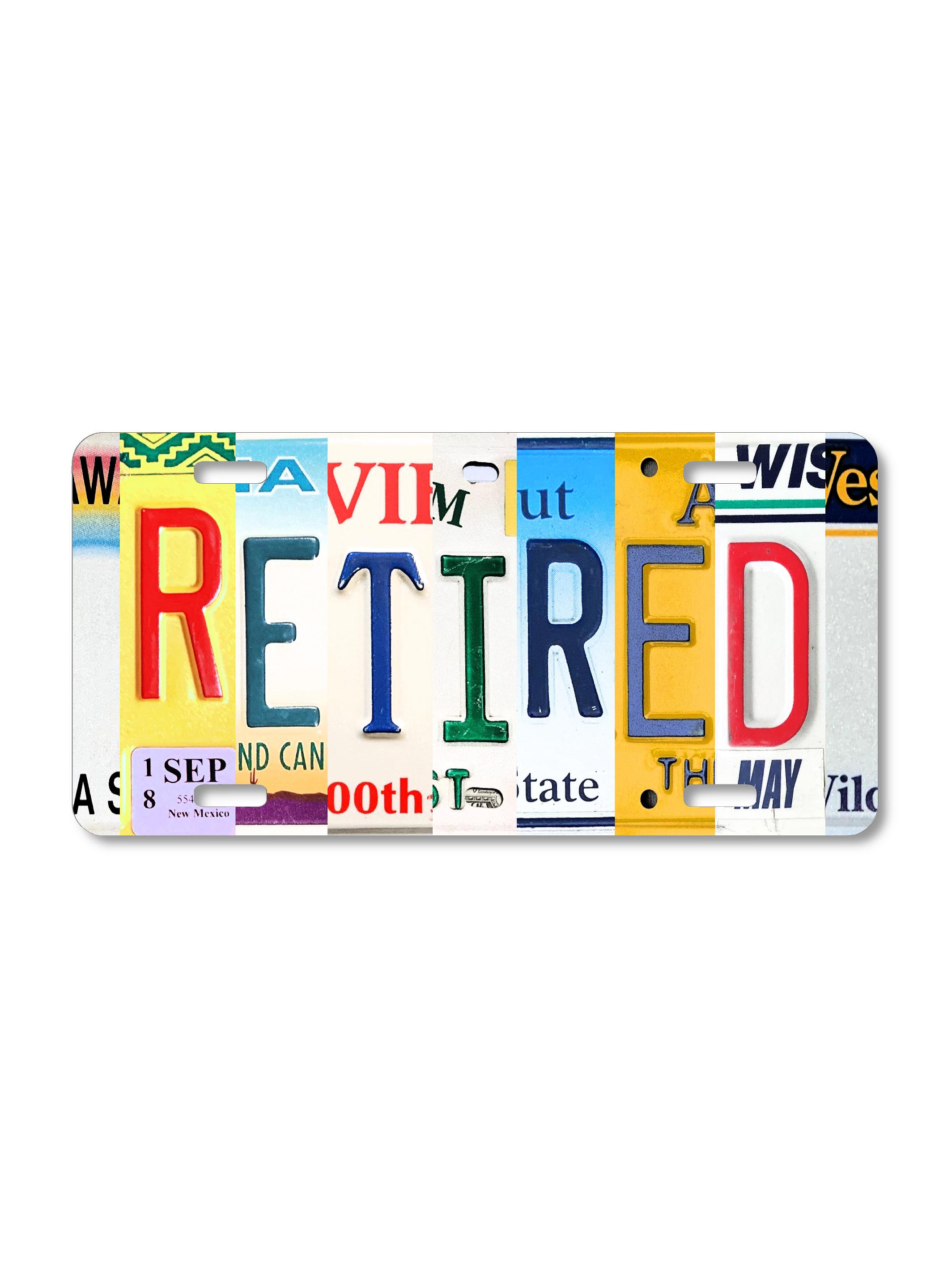 Retired License Plate – Retirement Letter Art Aluminum Car Tag Wall ...